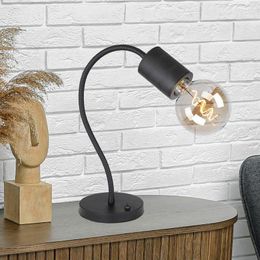 Globo Tischleuchte Tischlampe Wohnzimmerleuchte Schreibtischlampe Moderne Nachttischlampe mit schwenkbarem Arm, Leselampe, Metall Alu, schwarz, 1x E27,