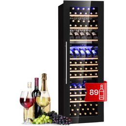 Klarstein - Einbau-Weinkühlschrank, 246 l Getränkekühlschrank Schmal, 3 Zonen Weinkühlschrank mit Glastür, Indoor/Outdoor Beersafe, Großer