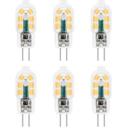 SHINING HOUSE G4 LED 2 W 12 V AC/DC Kaltweiß 6000 K für Dunstabzugshaube, 200 lm, entspricht G4 10 W 20 W Halogenlampe, nicht dimmbar, 6er-Pack