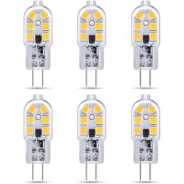 6er-Set G4 led 2 w 12 v ac/dc Kaltweiß 6000 k für Dunstabzugshaube, 200 lm, entspricht G4 10 w 20 w Halogenlampe, nicht dimmbar, Bi-Pin-LED G4 12 v