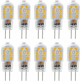 G4 LED-Leuchtmittel, 12 v, 2 w, entspricht 10 w Halogenlampe, kein Flimmern, 200 lm, warmweiß 3000 k, 360° Abstrahlwinkel, nicht dimmbar, 10 Stück