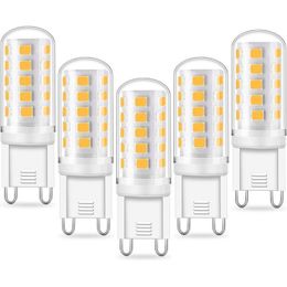 Ttio G9 LED-Glühbirne, 5 w, entspricht 33 w, 40 w G9-Halogen, 420 lm, Mini-Lampe, warmweiß 3000 k, flimmerfrei, AC220–240 v, nicht dimmbar, 5er-Pack