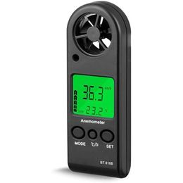 Shining House - Tragbares Mini-LCD-Digital-Anemometer, Windgeschwindigkeitsmesser, Luftstromtester, Luftanemometer oder Schießboot (schwarz, 113 x 40