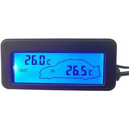 Auto-Innen- und Außenthermometer DC12V Digitales Thermometer Auto-Thermometer Hintergrundbeleuchtung Mini-LCD-Thermometer Auto-Innen-Außenthermometer