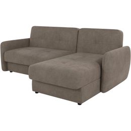 Modernes Ecksofa David mit Schlaffunktion, Dunkelbeige Mikrofaser