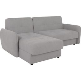 Modernes Ecksofa David mit Schlaffunktion aus Silber Mikrofaser