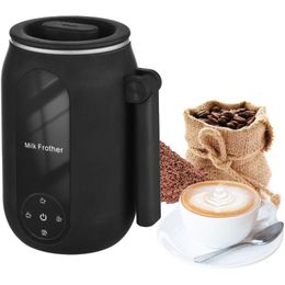 4 in 1 elektrischer Milchaufschäumer, Dampfgarer mit drehbarem Griff, Schaumbereiter für Kaffee/Latte/Cappuccino, Schwarz