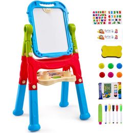 Vevor - Kunststaffelei für Kinder, 2-in-1 doppelseitige Kunststaffelei für Kinder mit magnetischem Whiteboard und Kreidetafel, verstellbare stehende