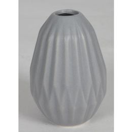 BURI Keramik-Vase elegantes Rillendesign ø7x10cm Tischvase Tischdeko Dekovase Dekoration