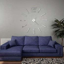 3D-Wanduhr Modernes Design 100 cm xxl Silbern CFW667889