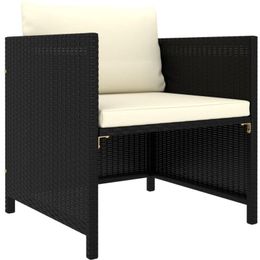 MAISONCHIC - Gartensofa,Gartenstuhl,Lounge-Sofa mit Kissen Schwarz Poly Rattan AGHDE919658