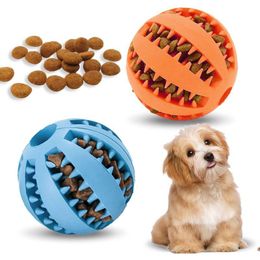 2er-Pack interaktiver Leckerli-Spender für Hunde, Gummiball für Welpen, kleine Hunde, Langeweile, Zahnreinigung, IQ-Training (6 cm, blau, orange)