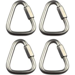 Dolaso - 4er-Pack 10-mm-Dreiecksgliederkette aus Edelstahl zum Klettern, Schnellverschluss-Kletterkarabiner, federbelasteter Karabiner,