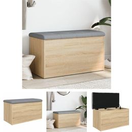 Sitzbank mit Stauraum Sonoma-Eiche 82x42x45 cm Holzwerkstoff - Truhen- & Flurbänke - Braun - The Living Store