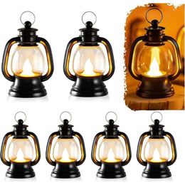 Set mit 6 schwarzen Mini-LED-Laternen – Halloween-Dekoration – Mini-Weihnachtsdekorationslaterne – LED-Weihnachtslaterne – Ramadan-Dekoration –