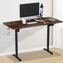 HENGDA - Höhenverstellbarer Schreibtisch mit Desktop 140x60cm Ergonomischer Tischplatte mit Memory-Steuerung vintage