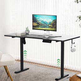 HENGDA - Höhenverstellbarer Schreibtisch mit Desktop 140x60cm Ergonomischer Tischplatte mit Memory-Steuerung Schwarz