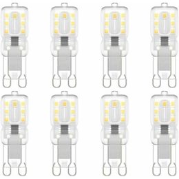 Set mit 8 G9-LED-Leuchtmitteln, G9-LED, 220 v, Naturweiß 5500 k, 3 w, Halogenäquivalent 30 w [Energieklasse e] - Shining House