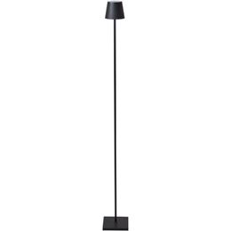 Beliani - Stehlampe Schwarz Metall Kabellos Wiederaufladbar Akku Touch Funktion Dimmfunktion usb Kabel Indoor Outdoor Stehleuchte