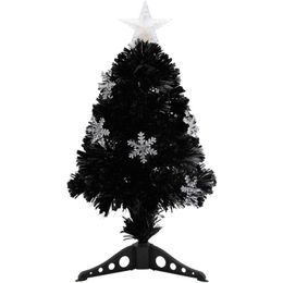 Minkurow - Weihnachtsbaum mit LED-Schneeflocken, schwarz, 64 cm, Glasfaser