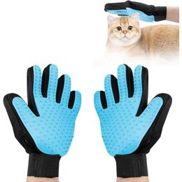 1 Paar Bürstenhandschuh, Silikon-Katzenhandschuhe für Hund, Katze, Kaninchen, verstellbarer Fellpflegehandschuh, 4-in-1-Bürste zum Bürsten,