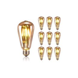 10 Stück LED-Glühbirne E27 ST64 4 w 2700 k Warmweiß, Retro-Edison-Glühbirnen, Vintage-Antiklampe, 400 lm, entspricht einer 35 W-Glühlampe - Lablanc