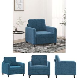 The Living Store - Sessel Blau 60 cm Samt - Sofas - Blau