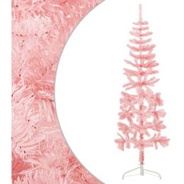 Künstlicher Halb-Weihnachtsbaum mit Ständer Schlank Rosa 120 cm vidaXL