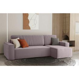 Ecksofa Schlafsofa Sofa maris Stoff Lavendel Ottomane Rechts