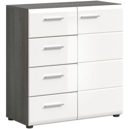 ebuy24 Salsa Sideboard 4 Schubladen 1 Tür weiß Hochglanz.