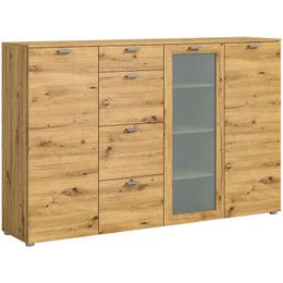 ebuy24 Xeno Sideboard 4 Schubladen 3 Türen Eiche Dekor.