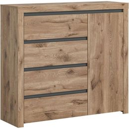 ebuy24 Woody Sideboard 4 Schubladen 1 Tür Eiche Dekor.