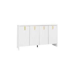 Modernes, minimalistisches weißes Sideboard: die perfekte Kombination aus flexiblem Stauraum und elegantem Design, Sideboard mit goldenen Griffen und