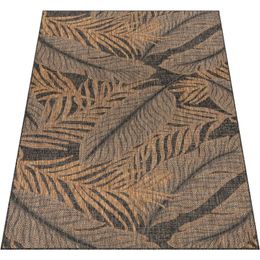 Paco Home - Outdoor Teppich Wetterfest Balkon Flachgewebe Florales Muster Beige Anthrazit 240x340 cm