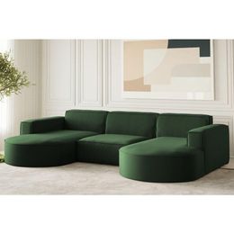 Wohnlandschaft U-Form Sofa palma in Stoff Opera Velvet Grün