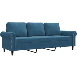 vidaXL - 3-Sitzer-Sofa Blau 180 cm Samt