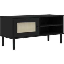 TV-Schrank SENJA Rattan-Optik Schwarz 106x40x49 cm Kiefernholz vidaXL