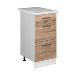 Unterschrank R-Line, Sonoma, 40 cm mit Schubladen VICCO