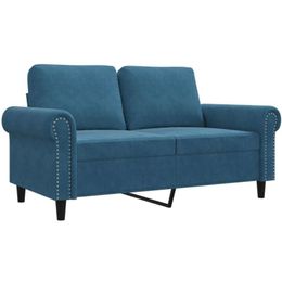 vidaXL - 2-Sitzer-Sofa Blau 120 cm Samt