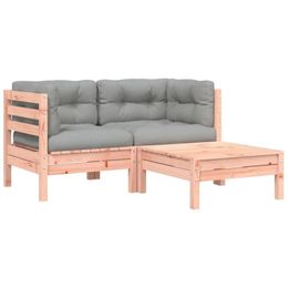 vidaXL - Gartensofa mit Kissen und Hocker 2-Sitzer