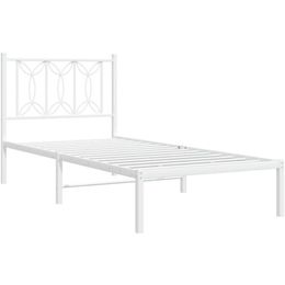 vidaXL - Metallbett ohne Matratze mit Kopfteil Weiß 75x190 cm