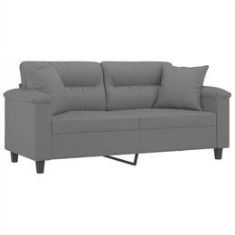 2-Sitzer-Sofa mit Kissen Dunkelgrau 140 cm Mikrofasergewebe vidaXL