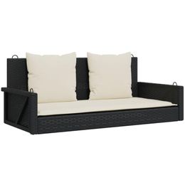 vidaXL - Hängebank mit Kissen Schwarz 119x56x48 cm Poly Rattan