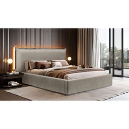 Fun Moebel - Polsterbett Doppelbett Bett amada 160x200cm in Stoff Ditra Graubeige