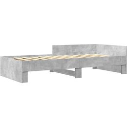 vidaXL - Bettgestell Betongrau 100x200 cm Holzwerkstoff