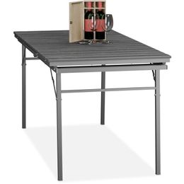 Relaxdays Gartentisch klappbar, Breite: 166 - 215 cm, Kunststoff, Stahl, wetterfest, 8 Personen, Campingtisch, grau