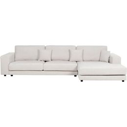 Beliani Ecksofa Cremeweiß Stoff L-förmig 4-Sitzer Sofa mit Chaiselongue Linksseitig Wohnzimmermöbel Modern Wohnzimmer Ausstattung Wohnecke Sitzecke