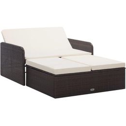 2-tlg. Garten-Lounge-Set mit Auflagen Poly Rattan Braun vidaXL