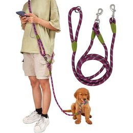 Sinbinta - Hundeleine zum Laufen, Spazierengehen, Training, Crossbody-Doppelleine für Hunde, 1,2 cm dick, Nylon, reflektierend, strapazierfähig, für