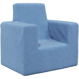 vidaXL - Kindersofa Blau Weich Plüsch